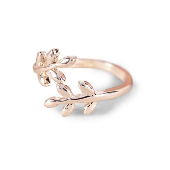Amazon.com: 14K rose gold branch ring, dainty nature tree form solid ...