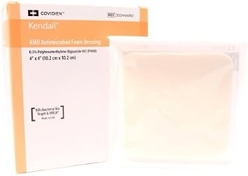 Kendall AMD Antimicrobial Sterile Foam Wound Dressing - 4" x 4" - Box ...