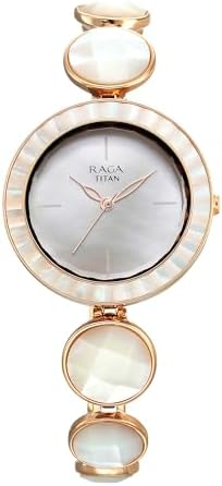 Titan Raga Power Pearls Quartz Analog Mother of Pearl Dial Faceted ...