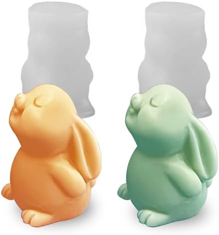 Amazon.com: 1PCS Easter Bunny Candle Molds Resin Molds,Cute Standing ...