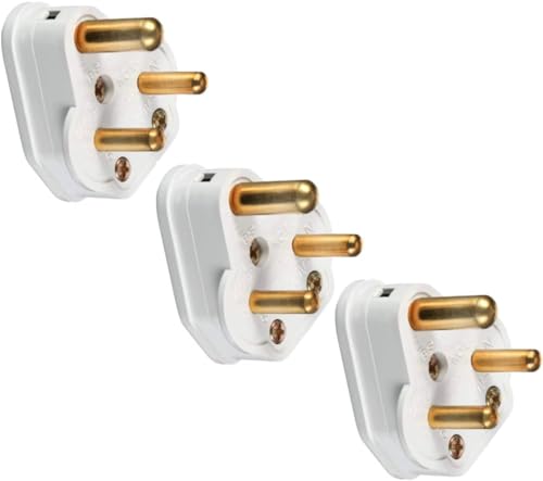 5 Amp Round Pin Plugs Mains Plug 3 Pin Lighting Plugs White Round 3 Pin ...