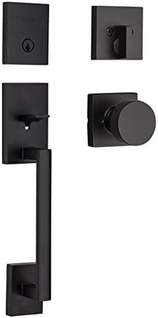 Weiser Augusta Matte Black Front Door Lock and Handle Set, Deadbolt ...