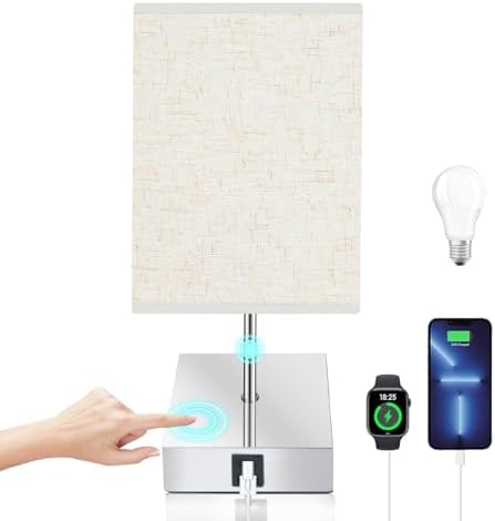 Suright Touch Control Bedside Lamps, Stepless Dimmable Table Lamp with ...