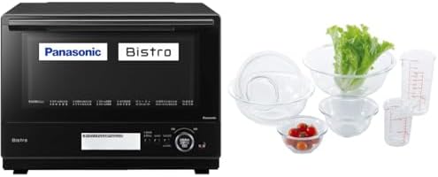 Amazon | 【セット】パナソニック オーブンレンジ スチーム ビストロ 30L 2段 スイングサーチ赤外線センサー ブラック NE-BS8A-K + iwaki AGCテクノグラス 耐熱 ...