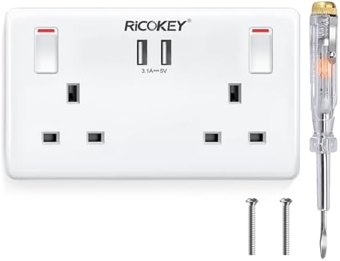 Double Wall Socket & Back Box Pattress. Twin 2 Gang Switched Plug ...