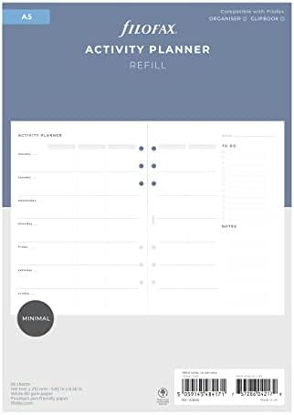 Amazon.com : Filofax Lifestyle Refill, A5 Size, Organizer Refill, White ...