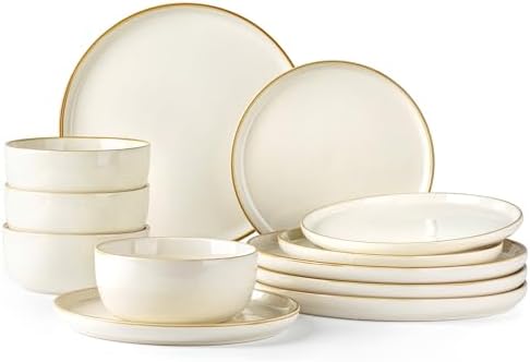 Amazon.com | AmorArc Dinnerware Set, 12 Pieces Ceramic Plates and Bowls ...