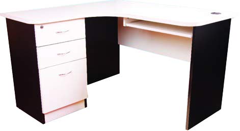 PAN L Shaped Table with Drawer on The Left Side - White/Black Colour ...
