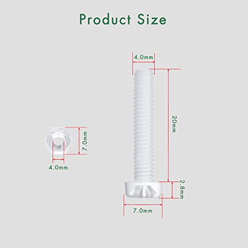 Pzsmocn 200 Pieces / 100 Sets M4 PC Clear Acrylic Screw and Nut Kit. M4 ...
