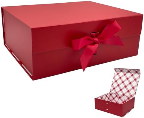Tekhoho Red Large Gift Box 33.5x27x12.5 cm, Premium Present Box with ...