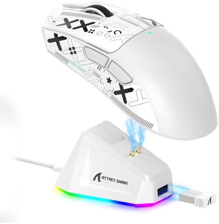 ATTACK SHARK Mouse X11 leve sem fio para jogos com base de carregamento RGB, Tri-Mode-2.4G/USB-C ...