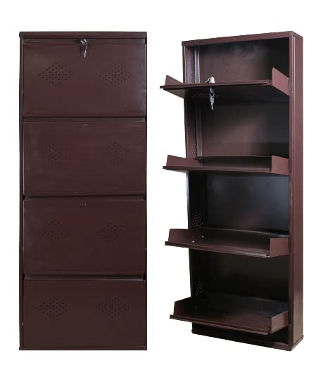 Solanki Steel metal shoe rack | Brown (04 Door 20 Inch) | chappal ...