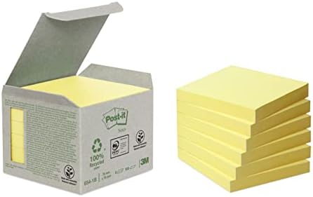 3M Post-it Notes made from 100% recycled material, 76x76mm in canary ...
