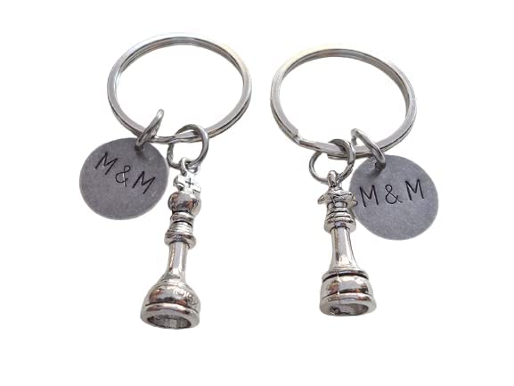 Amazon.com: Custom Small King & Queen Chess Charm Keychains with Tags ...