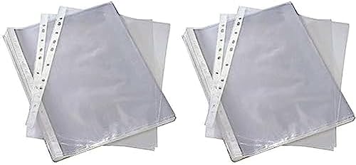 100 A4 Plastic Value Punched Punch Pockets 10-15 Sheets 30 Micron for ...