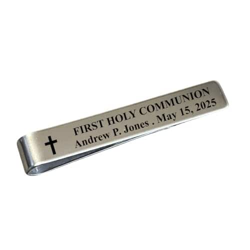 Amazon.com: Personalized First Holy Communion Custom Tie Bar Tack Clip ...