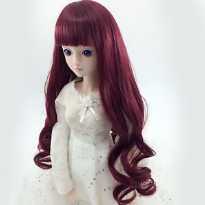 Stylish Long Curly Hair Wig Hairpiece for 1/4 BJD AS DOC DOD Dolls Wine ...