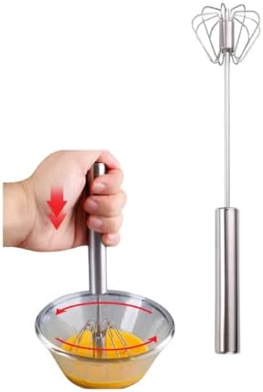 Wenrecu Semi-Automatic Spin Rotary Whisk and Hand Push Egg Beater ...