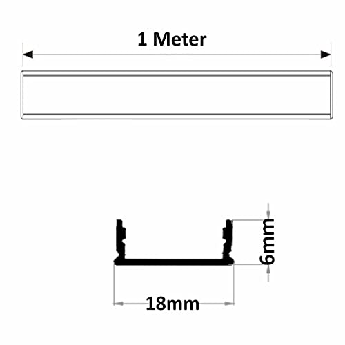 (18x6mm LED Strip Light 1Meter Aluminium Rectangular Surface Profile ...