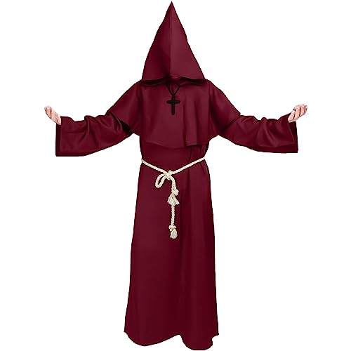 Kitimi Monk Costume Adult Men, Hooded Monk Robe Outfit, Costume ...