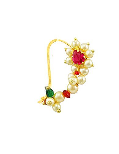 Buy MEENAZ Jewellery Traditional Maharashtrian Nath Nose Ring Pink ...