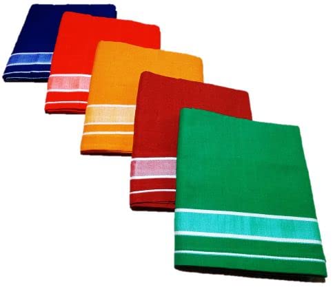 Lungis for Men 2 meter Pack of 5 (Free size, unstiched, Multicolour ...