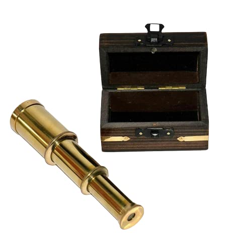 Antique Full Brass Telescope with lid in Wood Box : Amazon.in: Home ...
