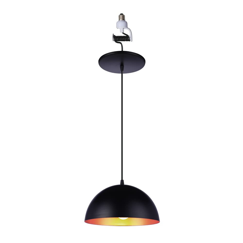 Worth Home Products Instant Pendant Light Matte Black & Gold Dome - 4 ...