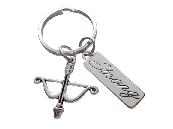 Amazon.com: Bow and Arrow Charm & Strong Charm Keychain, Archery ...
