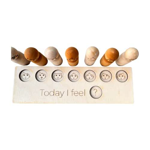 Amazon.com: Emotion Faces Feelings on Peg Dolls With Board Montessori ...