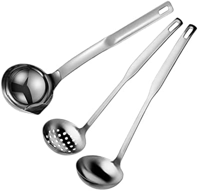 3 Pieces Soup Ladle Wok Soup Ladle Stainless Steel Oil Separator ...