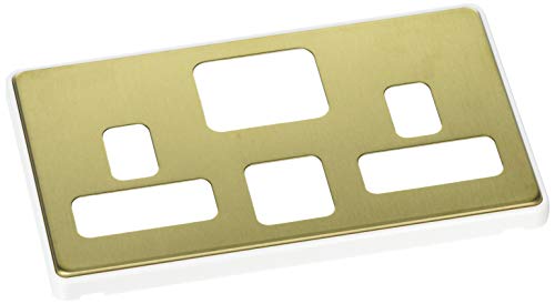 MK Dimensions 2 Gang 13A USB DP Dual Earth Switch Socket Satin Brass ...