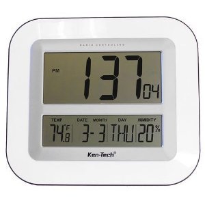 Ken-Tech Atomic LCD Wall Clock with Temperature Date Humidity : Amazon ...