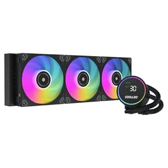 COOLLEO BL360 Digital Display Black ARGB 360mm AIO CPU Cooler,Three ...