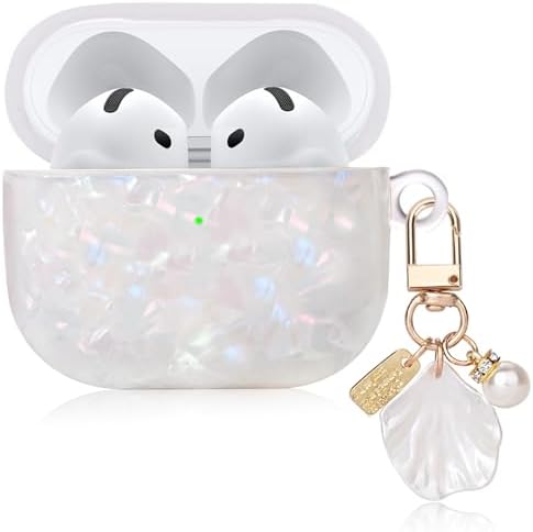 Amazon.com: Cute Case for AirPod 4 with Shell Pearl Keychain, Bling ...