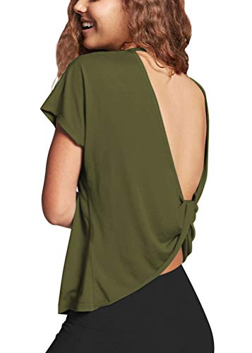 Women's Cross Back Yoga Shirt Backless Workout Top $10.99 (80% OFF ...