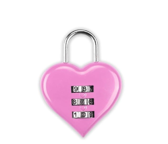 Pink Combination Lock, Heart Shape 3 Digital Password Padlock, Mini ...