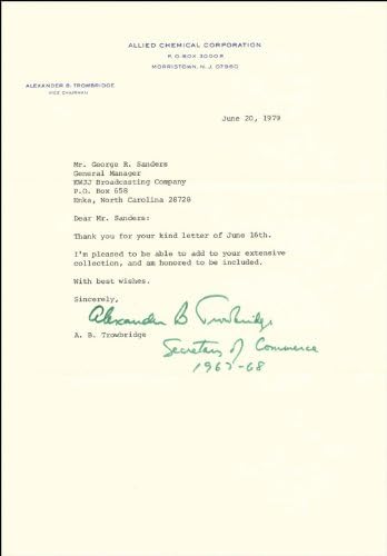 Amazon.com: Alexander B. Trowbridge - Typed Letter Signed 06/20/1979 ...