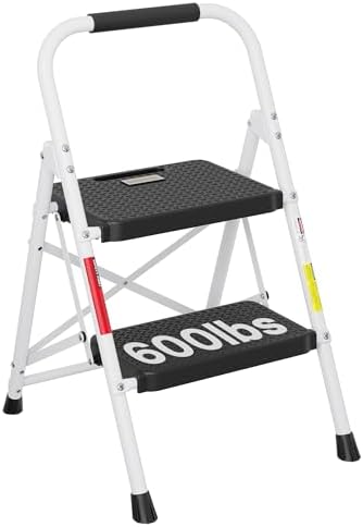 Steel Ladder,ALPURLAD Lightweight 2 Step Folding Step Stool with ...