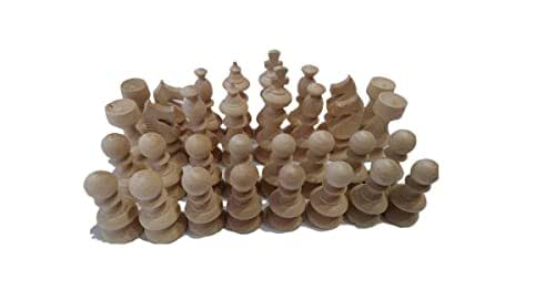 Amazon.com: DIY wooden chess piece set hand lathe without paint natural ...