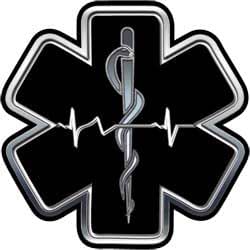 Amazon.com - Black and White EMT EMS Star Of Life With Heartbeat - 3" h ...
