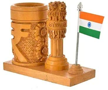 Goranshi Handicrafts Wooden Handmade Carved Rupee Design Ashok stambha ...