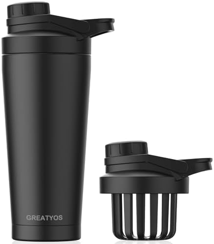 Amazon.com: Greatyos Stainless Steel Shaker Bottle with Noise-Free ...