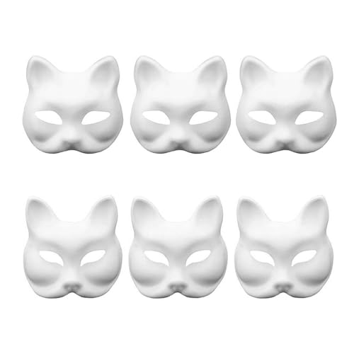 YSFVNP 6 Pcs Cat Mask, DIY Blank Fox Cat Masks, Fox Cat Face Blank Hand ...