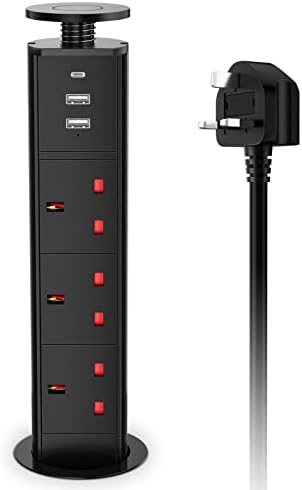 HANNELORE Pull Up Plug Sockets with USB C PD20W, Pop Up Sockets ...