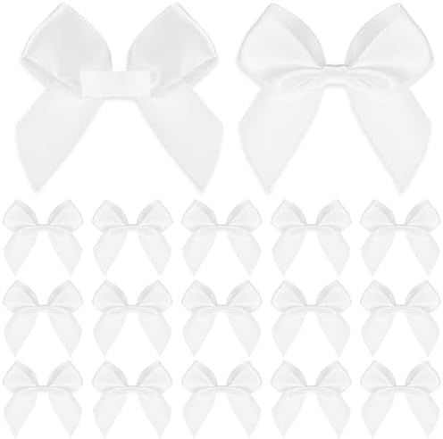 Amazon.com: 30PCS Small Bows for Crafts, Self Adhesive White Satin Bows ...