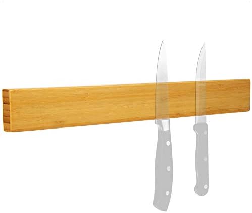 COM-FOUR® Magnetic Knife Holder Bamboo Wall Mount Magnetic Knife Holder ...