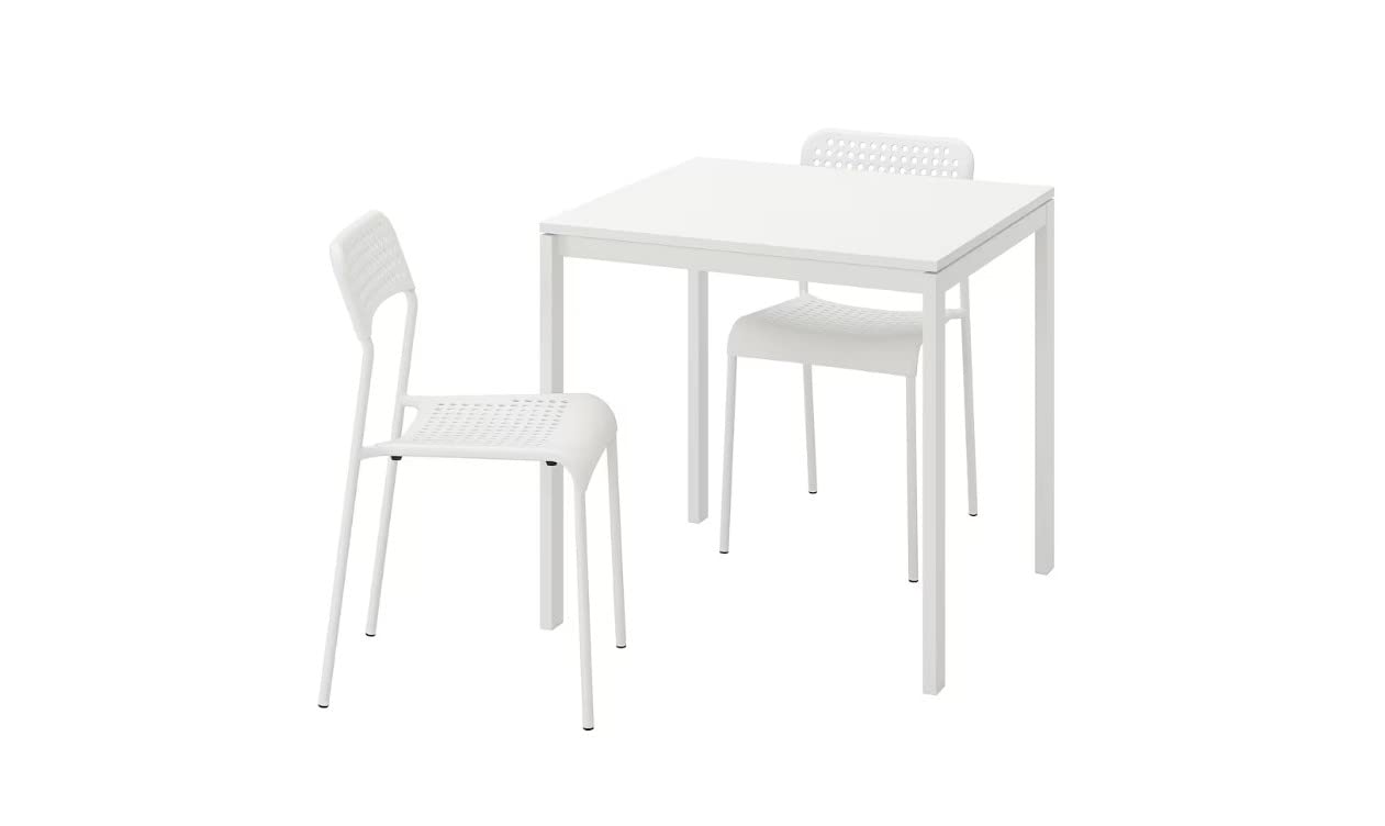 YOUMEPRIME Y Melltorp Table and 2 Chairs, White/White, 75x75 cm (29 1 ...