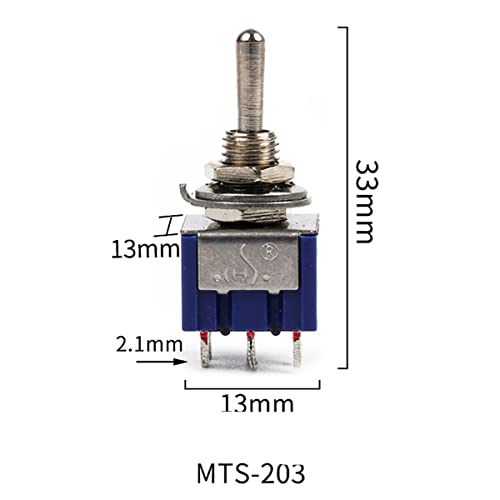 Micro Mini Toggle Switch, MTS-203 Self-locking 6 Pins 3 Positions 6A ...