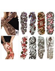 Amazon.com : Fashion Temporary Tattoo Transfer Stickers - 8 Sheets ...